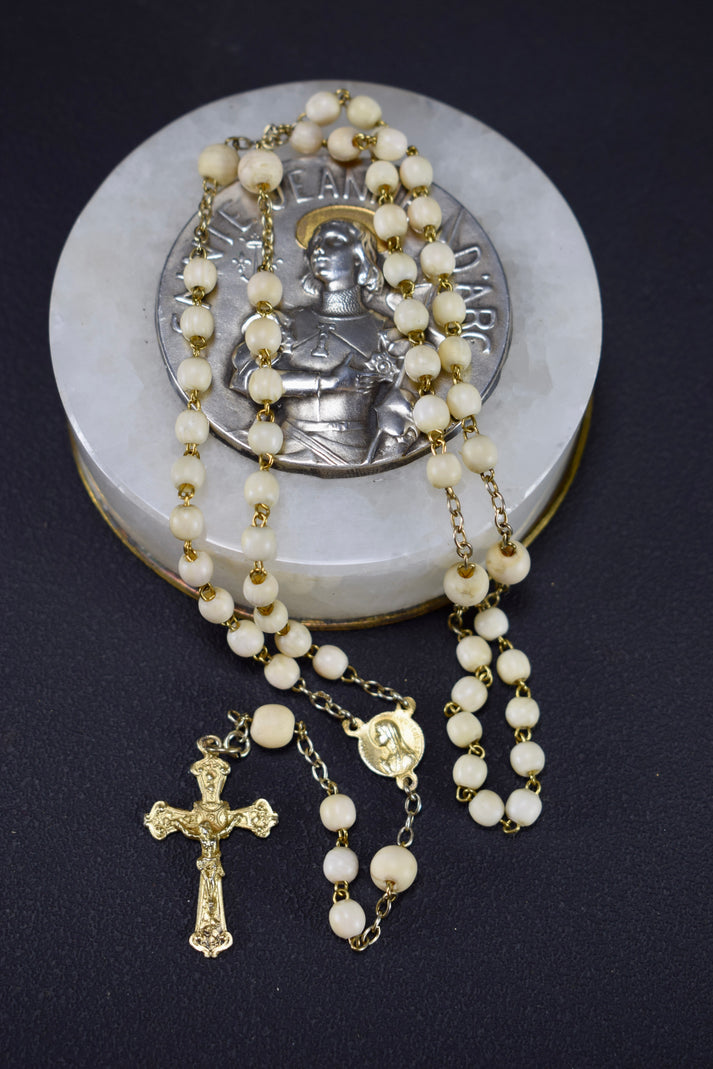 Antique Ivory & Gold Sterling Silver Rosary – Charmantiques