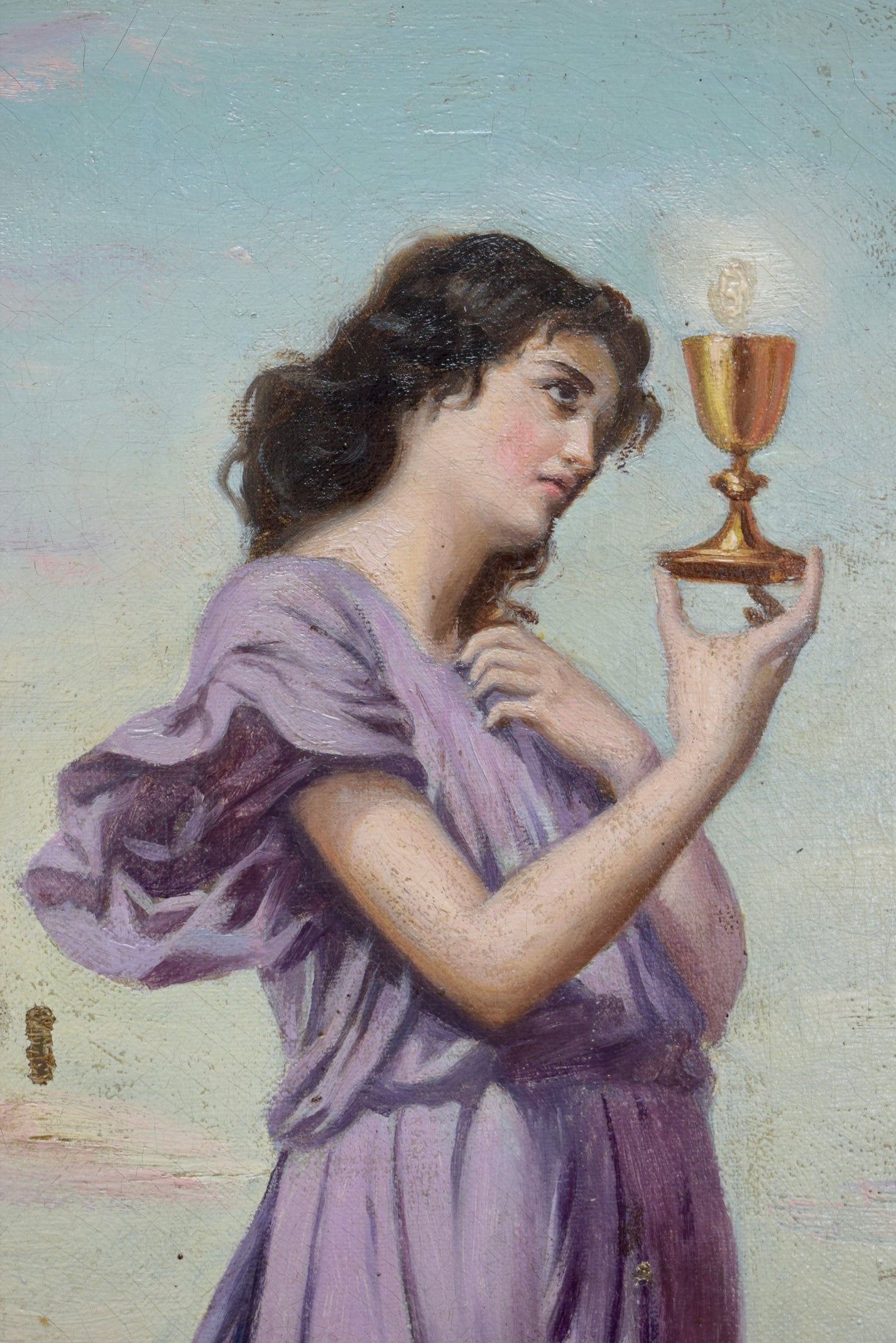 Art Nouveau Oil Painting on Canvas Woman Signed 1898 Pre-Raphaelite ...