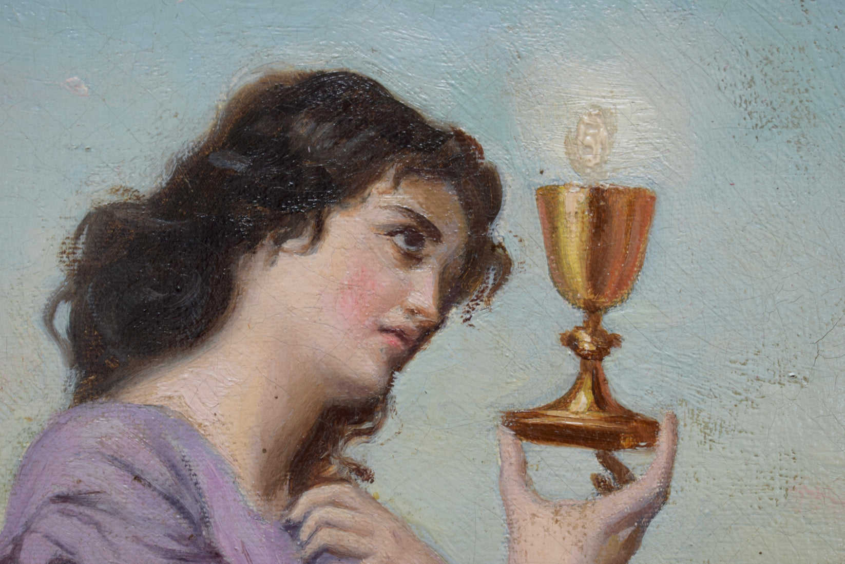 Art Nouveau Oil Painting on Canvas Woman Signed 1898 Pre-Raphaelite ...