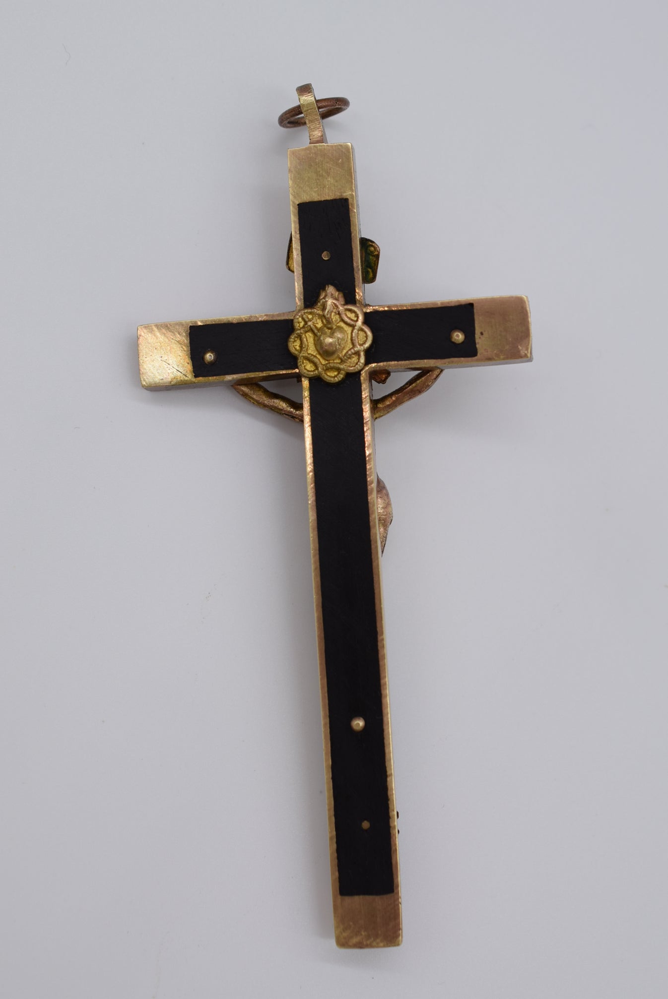 French Brass Ebony Inlay Nun's Pectoral Wall Cross Crucifix Skull ...