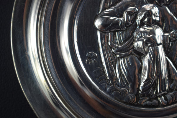 Silver Repousse Cradle Medal Medallion Pendant of Angel Guardian Child ...