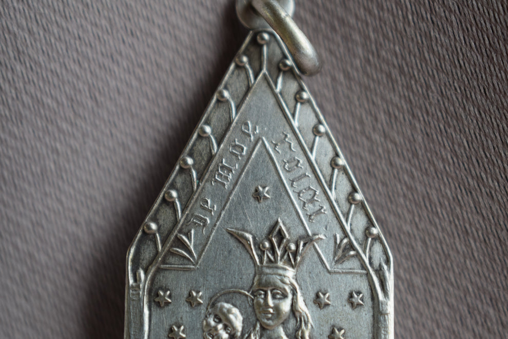 French Antique Gothic Our Lady Of Mont Roland Medal - Large Madonna and ...