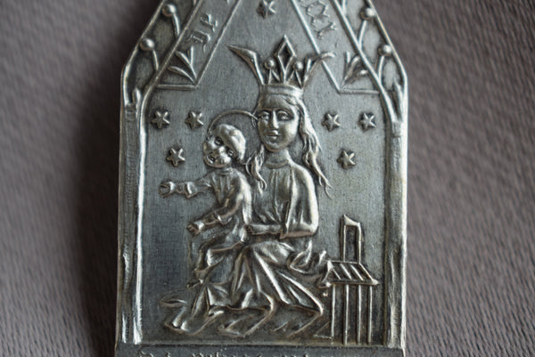 French Antique Gothic Our Lady Of Mont Roland Medal - Large Madonna and ...
