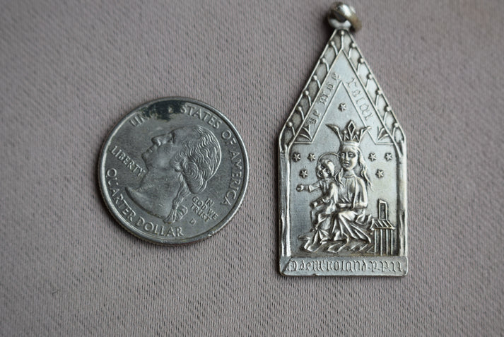 French Antique Gothic Our Lady Of Mont Roland Medal - Large Madonna and ...